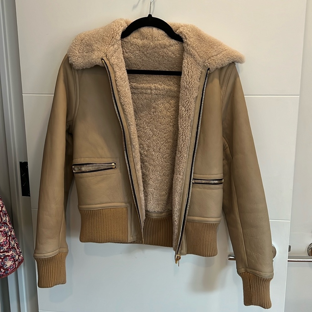 Sandro Paris Shearling And Leather Bomber Jacket - Si… - Gem